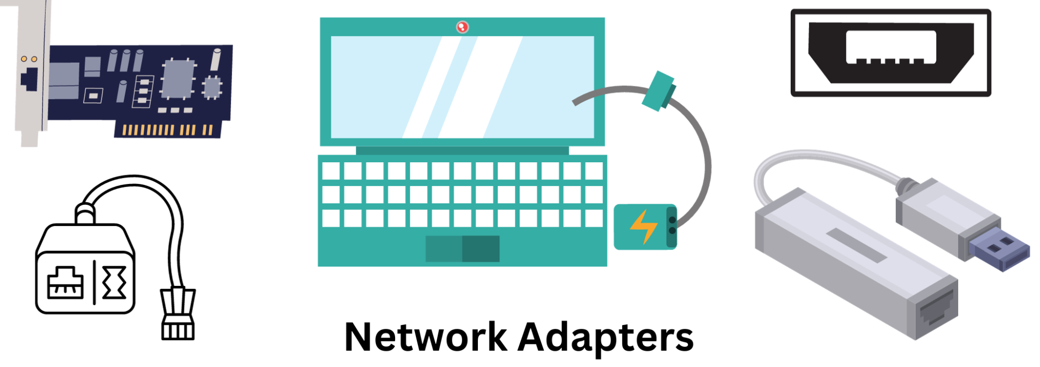 Switch, Router, Modem and Network Adapter